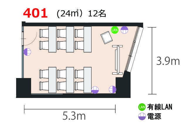 401号室【渋谷駅徒歩30秒！ヒカリエ横のビル】最大12名着席可能！ セミナー、会議、研修に！✨飲食持ち込みOK✨の写真3