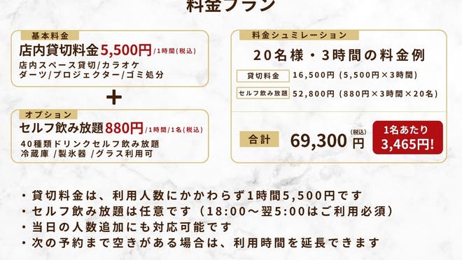 BAR完全貸切/セルフ飲み放題880円/カラオケ・ダーツ無料/心斎橋駅近/結婚式2次会/Bar Near 心斎橋の写真14