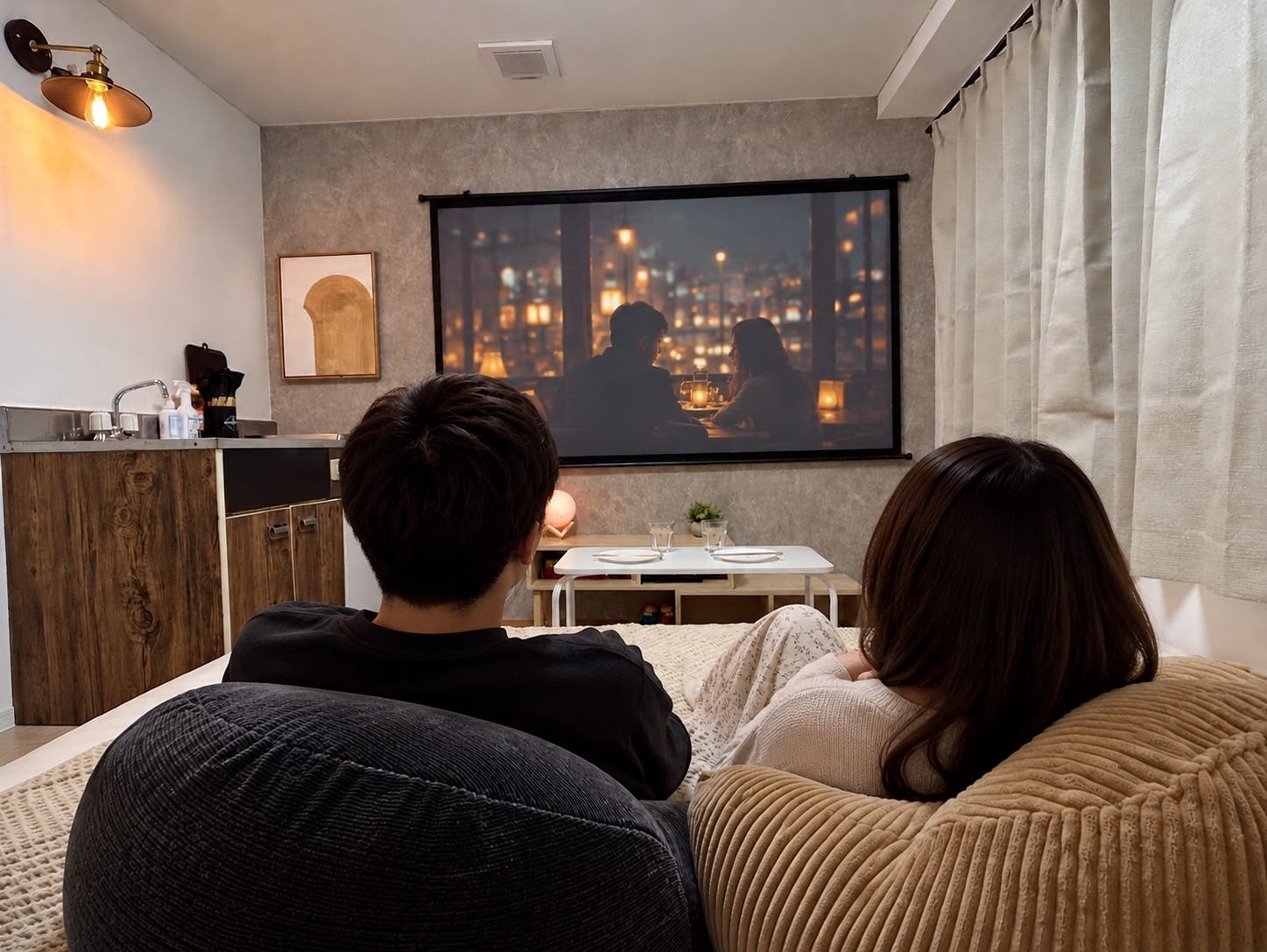 【天王寺駅すぐ】徒歩2分🚶2〜4名にぴったり✨Netflix🎬巨大スクリーン🎞️🎂おうちデート💖1日だらだら空間💓の写真2