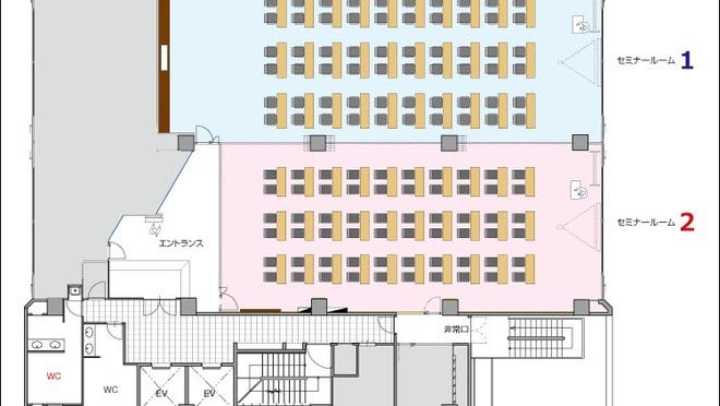 【神田カンファレンス・ルーム】セミナールーム1、神田で安価/199㎡(30-70名)/懇親会ミーティングの写真9