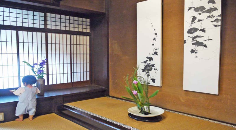 京間和室16畳。坪庭が美しい築200年の大型京町家ギャラリー「be京都」。イベント、講座、撮影などに！京都御所、同志社大近く。