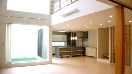 俯瞰撮影楽な吹き抜け コンクリート打ちっ放しの地下 街並みが見渡せる屋上の写真1