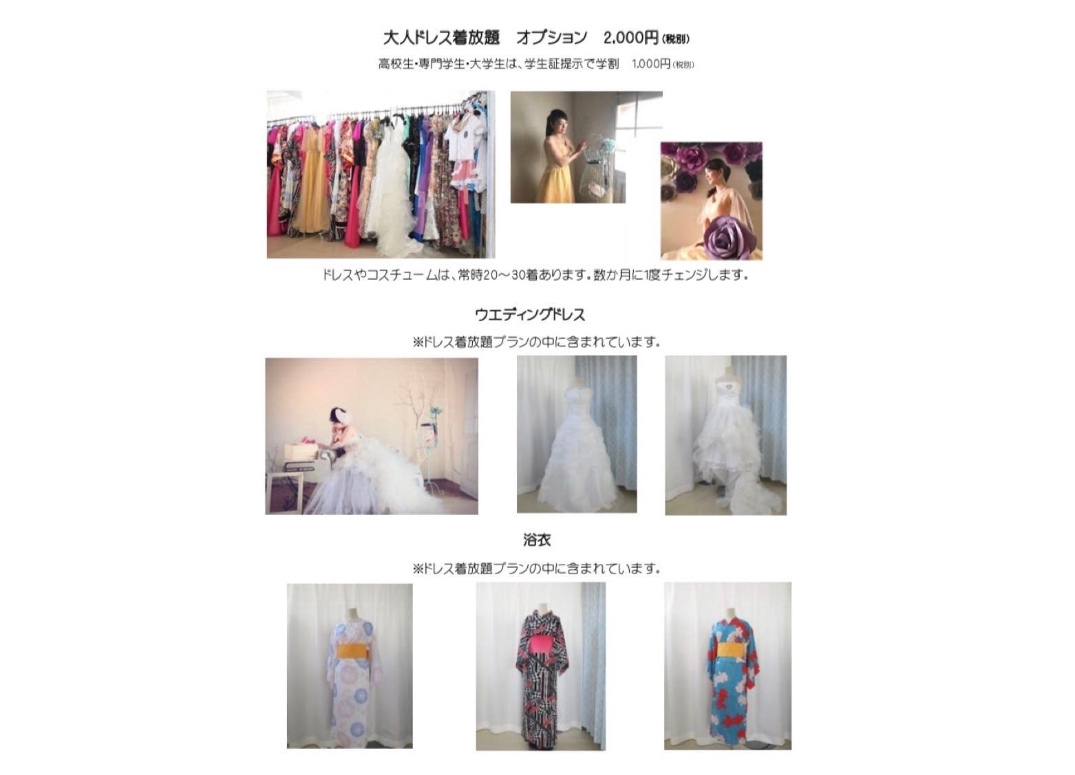 大人ドレス着放題(おひとり様2,000円)の画像1