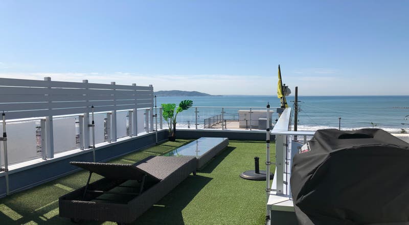 【長谷駅から徒歩5分、海まで０分】鎌倉の海、山が見渡せる絶景屋上BBQ・土日祝日限定】