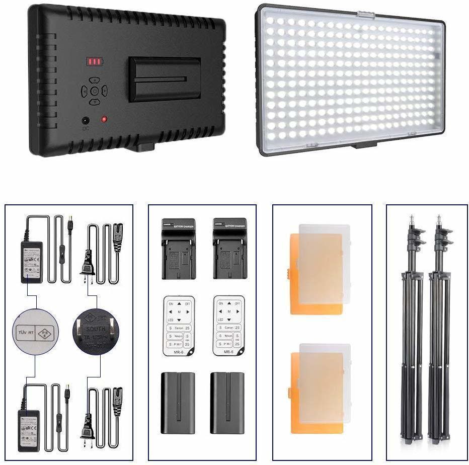 【撮影用LED照明セット】 240LEDビデオライト照明キット 78.74インチ/2M三脚 色温度3200/5600K 1200ルーメンの画像5