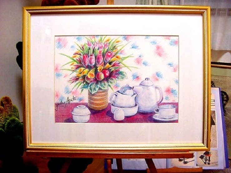 1時間半のワークショップ：ミニドールハウス・墨絵・うちわや扇子・粘土の和菓子・ケーキ制作と坪庭で作品撮影。予約リクエストの写真28