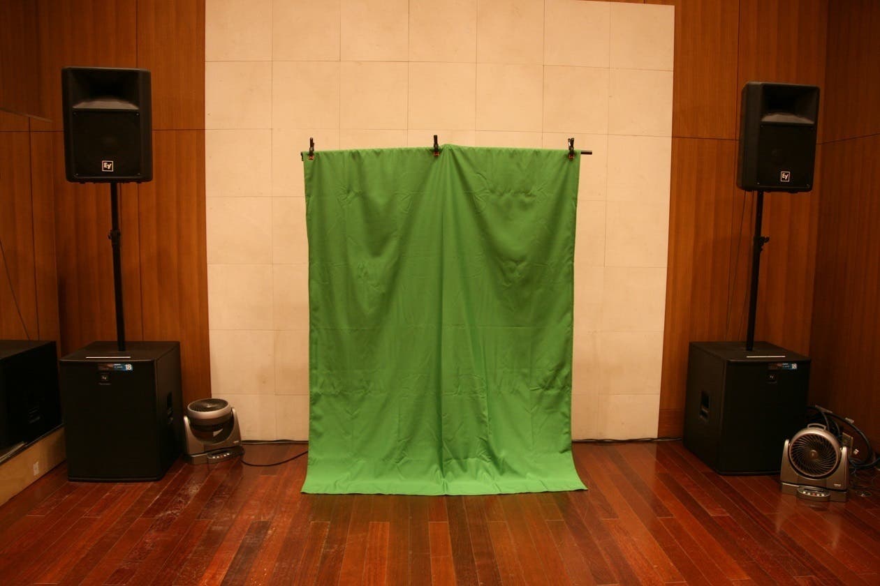 緑と白のリバーシブル背景布＆スタンドセットの画像1