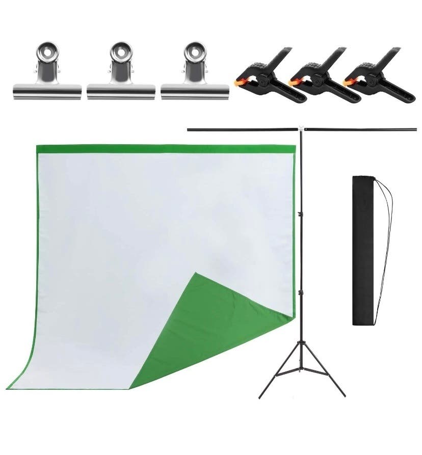 緑と白のリバーシブル背景布＆スタンドセットの画像4