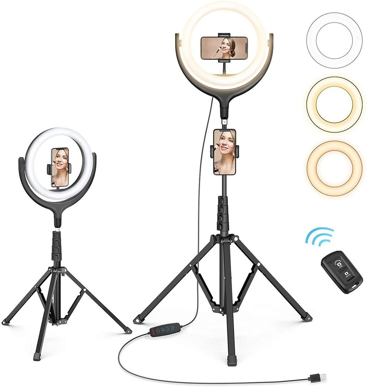  LEDリングライト （12インチ 撮影用ライト 無段階調光 3モード 2700-6500K 高輝度 USB充電）の画像1