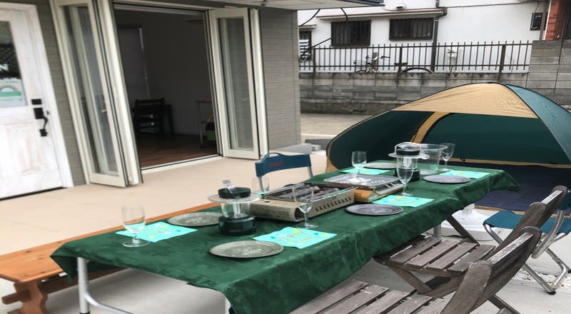 プライベートBBQ 室内スペースもあるので、雨ならたこ焼きパーティー！