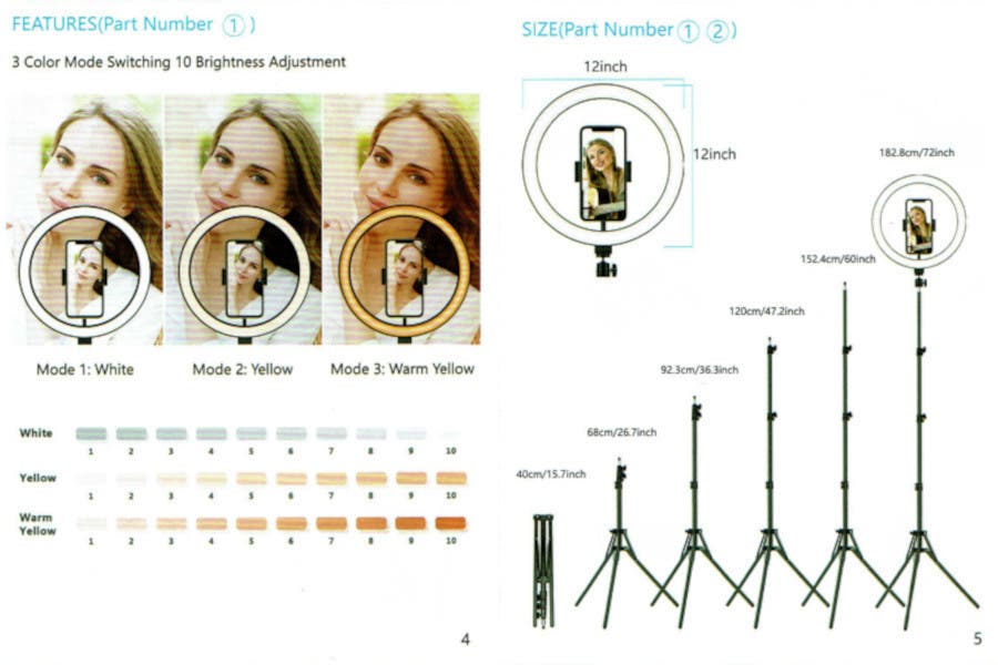 三色LEDリングライト付き三脚の画像1