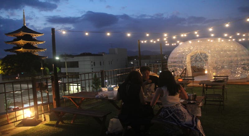 東寺を眺める最高の景観！ホステル屋上貸切スペース！飲み会、グランピング、各種イベント等向け！