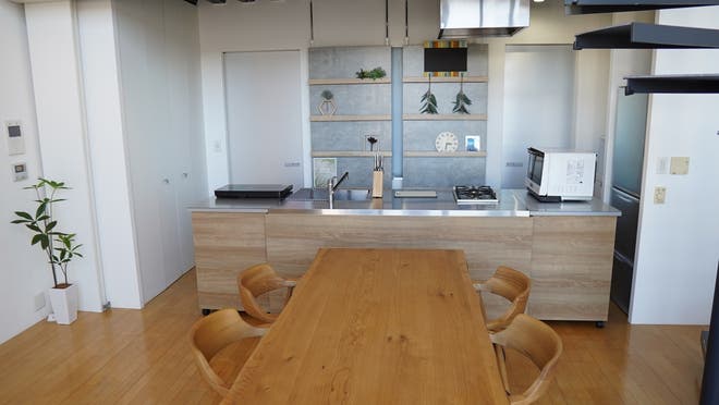 【大国町駅から徒歩3分】キッチン、ダイニング、リビング、天井高、オシャレなデザイナーズマンションで撮影、イベントやパーテイーにの写真1