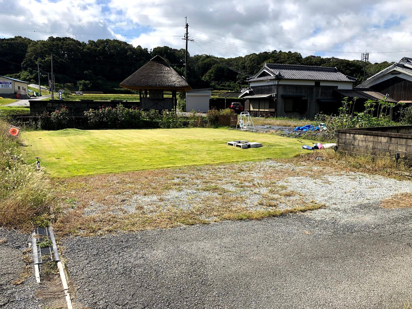 田舎の芝生でフリースペース。の写真1