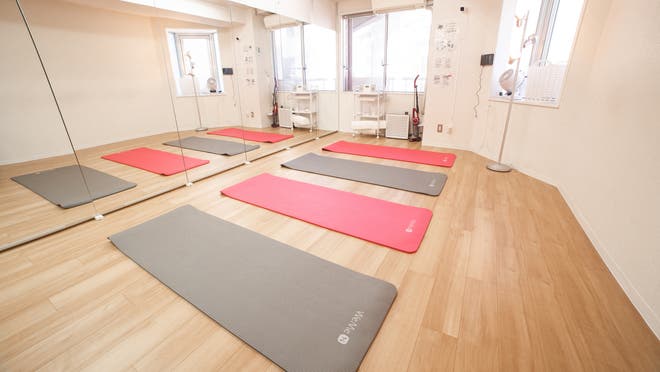新宿駅D5徒歩30秒 激しいダンス禁止!ヨガ、ピラティス、ベリーダンス、フラダンス、ストレッチ専用/幅5.4m高さ1.8の鏡付きの写真1