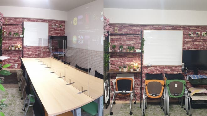 【吉祥寺2分・飛沫対策アクリル板】✨角部屋😆温水便座👞土足可・ホワイトボード2台・プロジェクター・椅子16脚・無人貸し会議室48の写真3