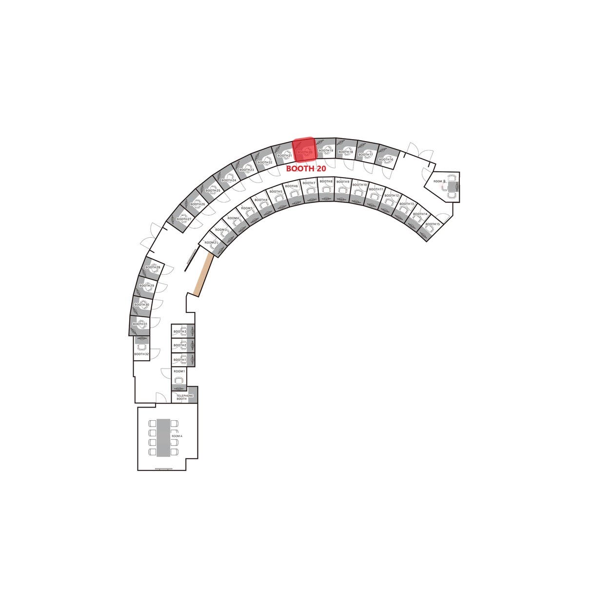 新橋駅直結！【マイナビBOOTH20】全室モニター完備、個室タイプのワークブース☆高速WiFi/フリードリンク付きの写真11