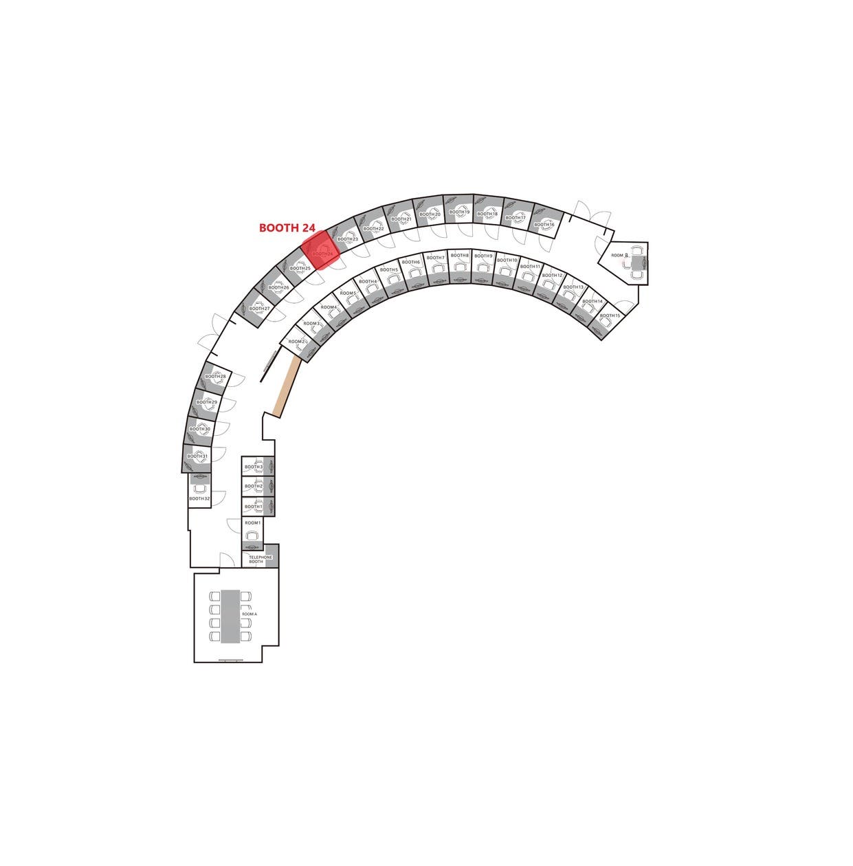 新橋駅直結！【マイナビBOOTH24】全室モニター完備、個室タイプのワークブース☆高速WiFi/フリードリンク付きの写真11