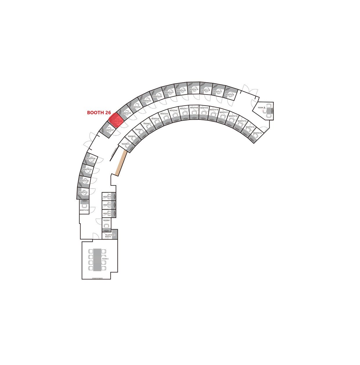 新橋駅直結！【マイナビBOOTH26】全室モニター完備、個室タイプのワークブース☆高速WiFi/フリードリンク付きの写真10