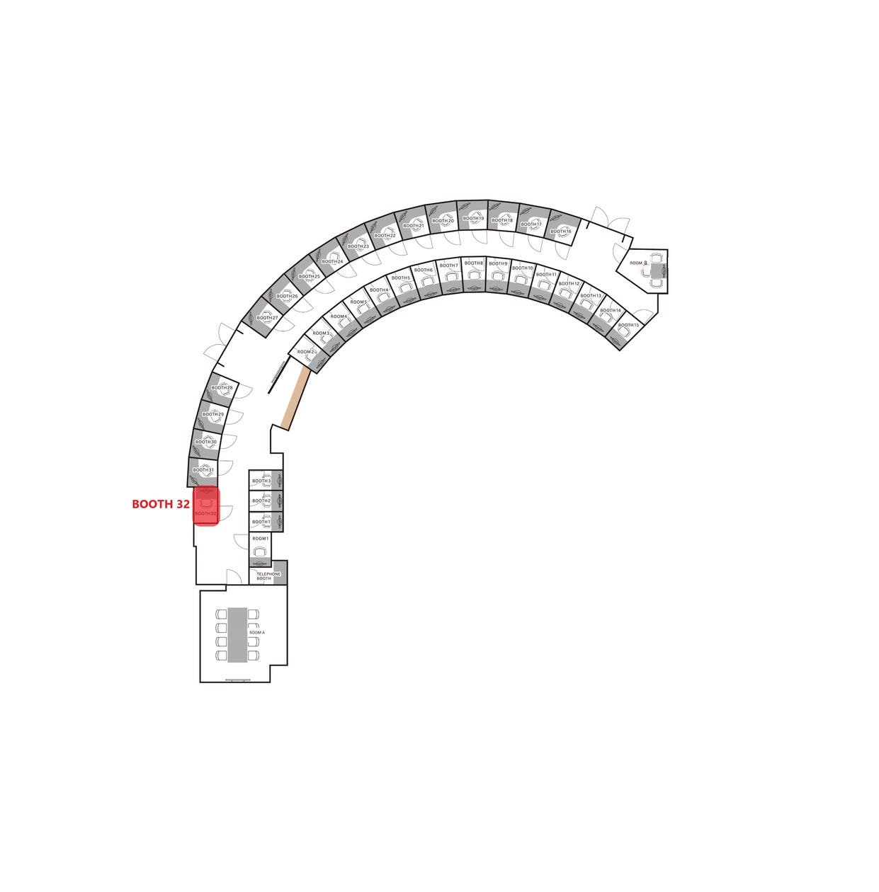 新橋駅直結！【マイナビBOOTH32】全室モニター完備、個室タイプのワークブース☆高速WiFi/フリードリンク付きの写真10