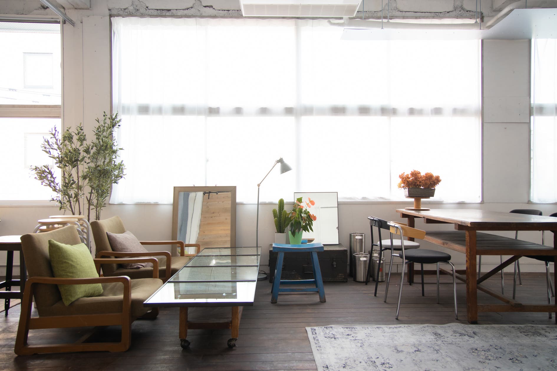 築55年のレトロなスタジオスペース〔自然光,透明感を感じる白い壁面,レトロなフローリング,天井高〕の写真8