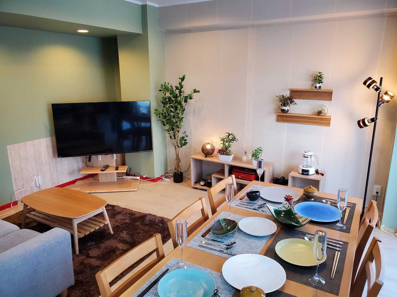 深夜利用可能🌃最大16名👨４K対応55型TV📺キッチン設備完備🔪広々スペース！！の写真8