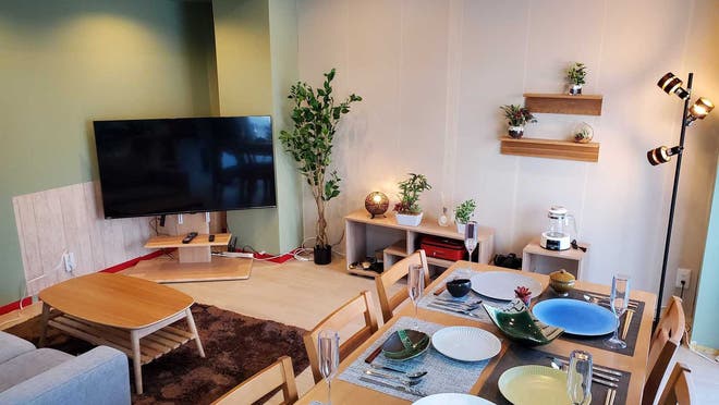 深夜利用可能🌃最大16名👨4K対応55型TV📺キッチン設備完備🔪広々スペース!!の写真8