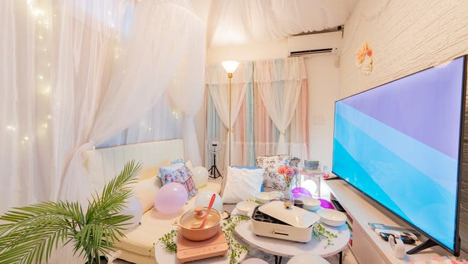 メリクリSALE🎉プリンセス気分✨天蓋✨おしゃれネオン空間✨女子会🍷デート💖撮影📷推し活💖神サイズTV📺セブン1分の写真9