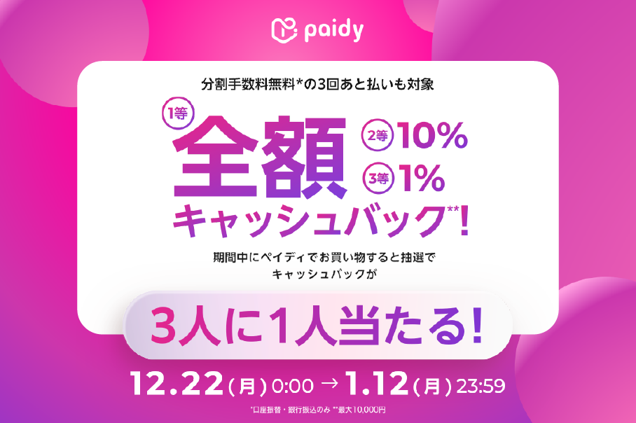 Paidyキャッシュバックキャンペーン