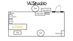 【ワオン・スタジオ赤羽:Aスタジオ】電子ピアノ常設3畳の音楽スタジオ。音楽の練習・レッスンに。の間取り図1