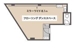 【24H利用可】秋葉原徒歩7分・馬喰町徒歩3分|ワイド8.1m大型ミラー!39㎡フルリフォームスタジオ|清潔感あるフローリング!の間取り図1