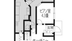 埼玉県鴻巣駅徒歩15分。洋菓子店3月のうさぎ内グランドピアノレッスン室の間取り図1