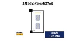 ⭐NEW⭐【六本木一丁目駅徒歩5分】🛜無線Wi-Fi無料✨会議・WEBセミナー・ZOOM快適ビジネス仕様!2階MTGルームHの間取り図1