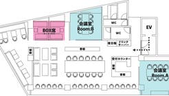 【4名BOX席】神保町駅徒歩1分!受付スタッフ常駐/モニター/Wi-Fi/充電器/テレワークやWeb会議に最適の間取り図1