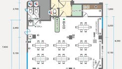 青梅線昭島駅・南口から徒歩1分。1テーブルに3人着席で、最大66名様まで収容可能 の間取り図1