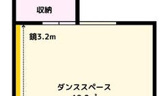 春日部駅1分✨ダンス・ヨガ・施術におすすめのレンタルスタジオ/サロン🪩1~3名利用に最適・大型鏡あり🪞3h以上の利用で割引ありの間取り図1