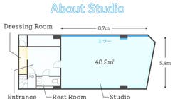 立川駅から徒歩5分のダンスレンタルスタジオの間取り図1