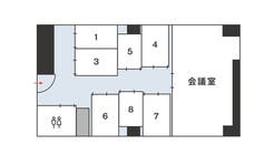 <ビズボ神田南口No.8>【換気ファン付完全個室】神田駅徒歩2分🚃光回線Wi-Fi📶電源🔌テレワーク/作業の間取り図1