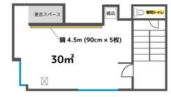 New🎊 平塚駅西口 徒歩 3分!明るく清潔な鏡張りスタジオの間取り図1