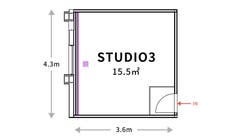 【スタジオ3】東武練馬駅2分/広さ15.5㎡、鏡幅4.3mの小型レンタルスタジオ/個人練習や少人数でのレッスン等におすすめの間取り図1