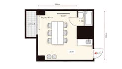 ✨2号店OPEN✨【渋谷駅2分】光回線高速WiFi、大型モニター、ホワイトボード完備☆1日1回スタッフ完全清掃の会議室の間取り図1