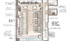 【横浜駅7分】最大64名着席✨限定価格🉐100㌅大型モニター/着席64名/立食70名/会議/セミナー/食事会/勉強会の間取り図1