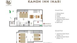 京都/伏見 Kamon Inn 稲荷-1棟貸切り- #毎回清掃 #キッチン/お布団/お風呂完備 #Wi-Fi有 #お家パーティの間取り図1