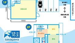 【リモートベース笹川】⚡️10/16OPEN⚡️駐車場4台⚡️ヨガ⚡️ダンス⚡️パーティー⚡️映える撮影⚡️セミナー⚡️の間取り図1